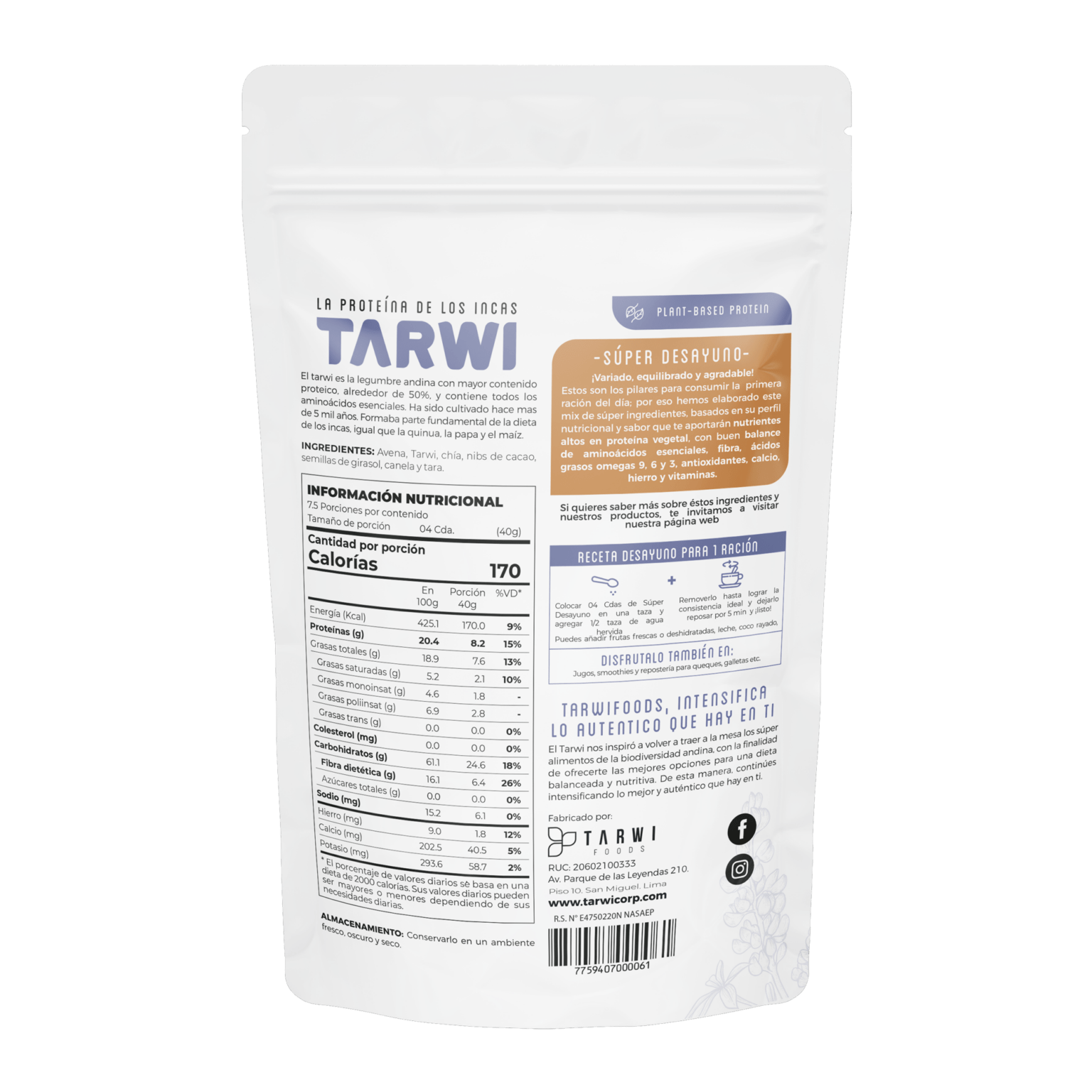 Super Desayuno - Mix De Tarwi & Super Foods - Tarwi Foods