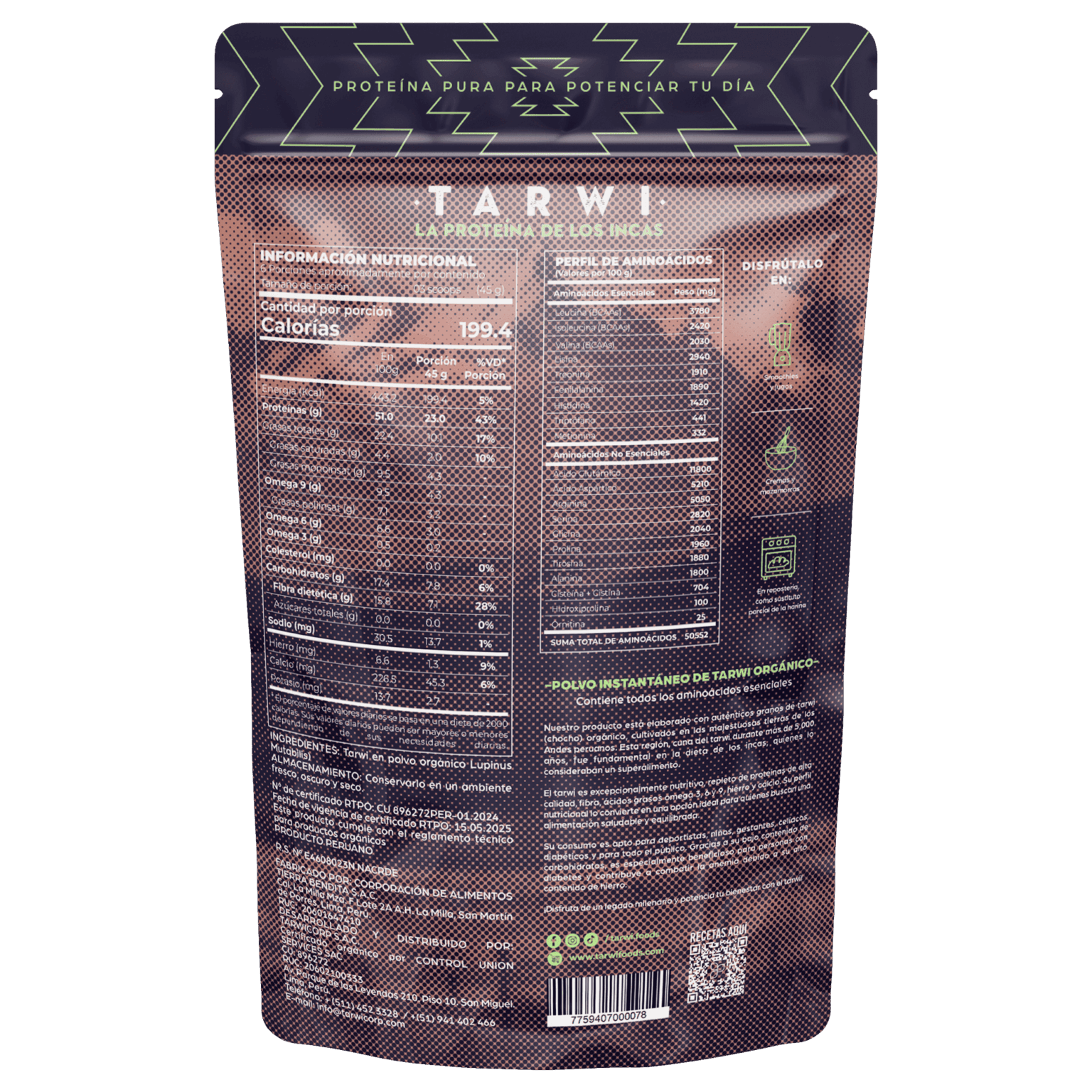 Polvo Instantáneo De Tarwi Orgánico 250g - Tarwi Foods